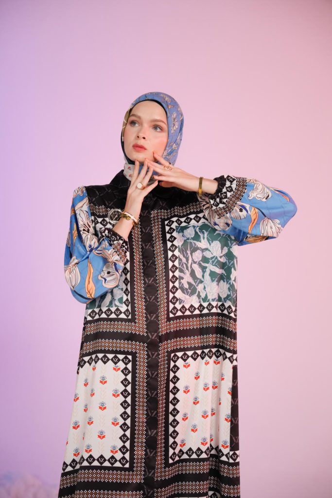 VZ Carnelian Dress Serenity Blue Black - VIVIZUBEDI